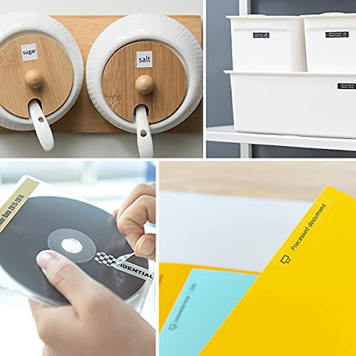 MarkDomain Label Maker Printer with 1pc JM-231 Label Tape, E1000 Label Machine and 4-Pack Compatible Label Tape Replacement for Brother TZe211 TZe-211 1/4"(6mm) x 26.2'(8m) Black on White