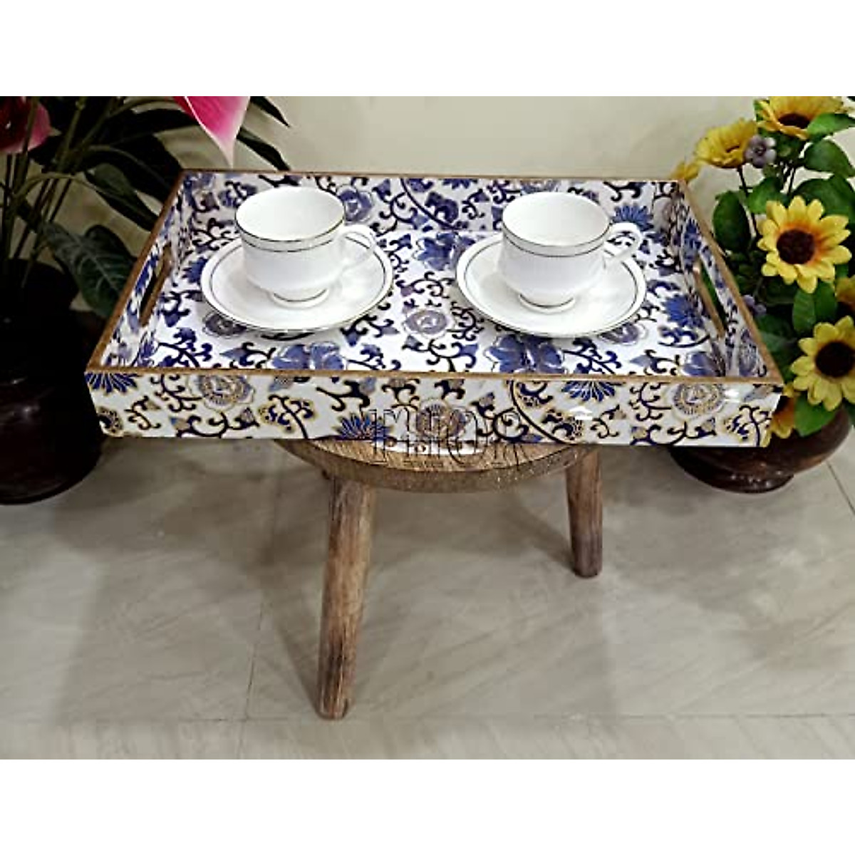 3 Pack Serving Tray | Set for Coffee Food | Breakfast | Dinner Trays Set for Food, Coffee | Breakfast | Tea, Snack | Wooden Decor Tray Used in Kitchen | Dining Room | Party | Restaurants