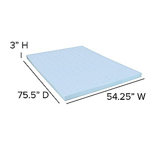 Flash Furniture Capri Comfortable Sleep 3 inch Cool Gel Mattress Topper, CertiPUR-US Certified Memory Foam, Full