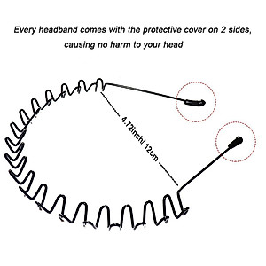 WantGor Metal Headbands, 2 Pack Fashion Unisex Black Hairband Spring Wave Non Slip Sports Headwear Hair Hoop Hair Accessories (2 Pack)