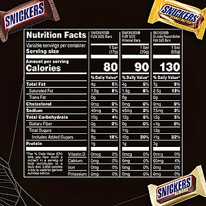SNICKERS Original, Peanut Butter & Almond Fun Size Milk Chocolate Candy Bars Variety Assortment, Party Size, 24.02 Oz Bulk Bag