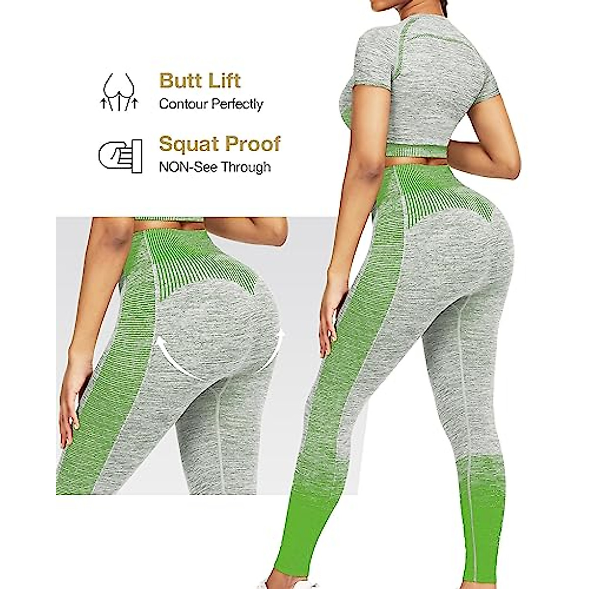 JOYMODE womens workout sets High Waist gym sets for women 2 piece compression workout sets Seamless Leggings Crop Top ropa deportiva para mujer