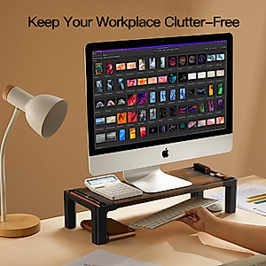 HUANUO Monitor Stand Riser, Adjustable Laptop Stand Riser, Height Adjustable Monitor Stand for Laptops, Computers, Printers, iMac, PC, Desktop Ergonomic Monitor Riser for Home & Office, HNMS03V