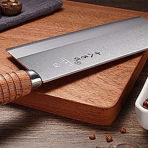 SHI BA ZI ZUO Kitchen Knife Professional Chef Knife Stainless Steel Vegetable Knife Safe Non-stick Finish Blade with Anti-slip Wooden Handle (9 inch)