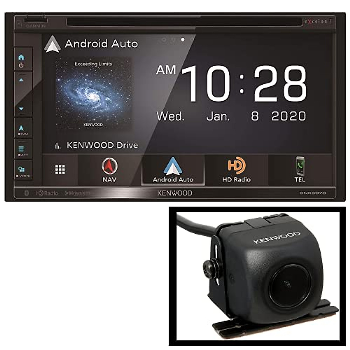 Kenwood Excelon DNX697S 6.8" Clear Resistive Touch Panel Navigation DVD Receiver with Bluetooth & HD Radio | Garmin Navigation | with Apple CarPlay and Android Auto | Plus CMOS-130 Rearview Camera