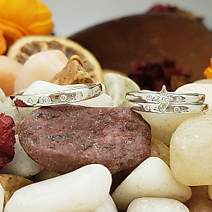 Dazzlingrock Collection 0.10 Carat (ctw) Round White Diamond Men & Women Wedding Rings Trio Bridal Set for Couple | 10K White Gold, Womens size 7 and Mens size 10