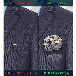 BELLUNO Pocket Square 6 pcs with 3 Folds Holders, Penetrating Printed Handkerchiefs Set for Men