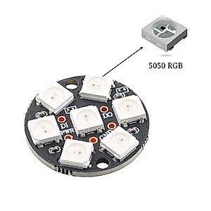 Sparkleiot 7 Bits WS2812 RGB LED Ring SMD 5050 Addressable LED String Individual Programmable with Integrated Driver DC 5V for Arduino Raspberry Pi ESP32(Pack of 5pcs)