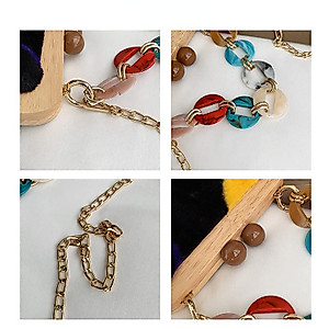 2022 Women's Plush Shoulder Bag Fashion Fluffy Cross-body Bag Soft Date Bag Chain Tote, Y2K Tote Bag Wooden Clip Bag (Colored)