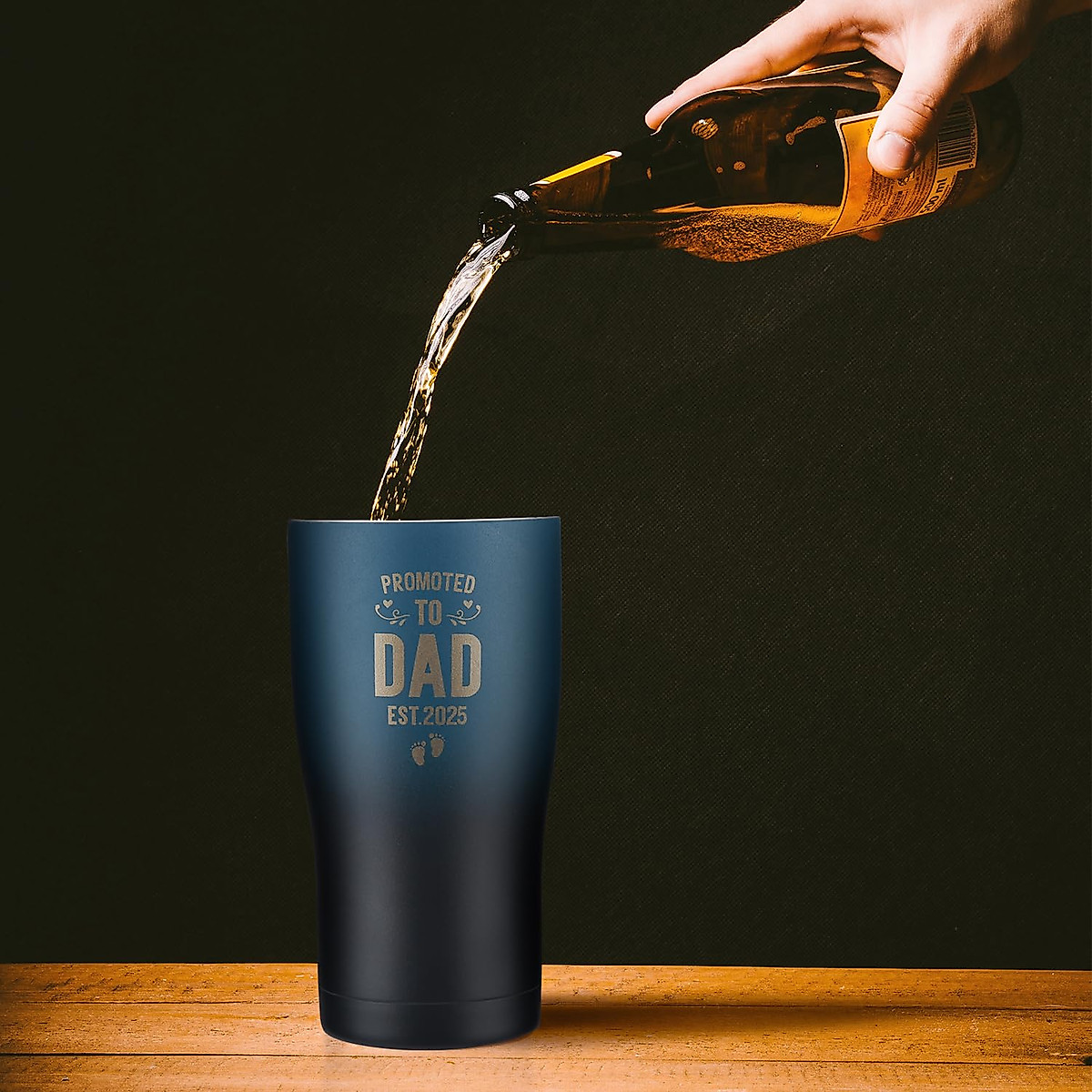 NUI LIVING Promoted to Dad Est 2025 Tumbler - New Dad Gifts Ideas - First Time Dad - Dad to Be - Daddy w/Newborn - Dads to be Present - Expecting Father Presents (Midnight)