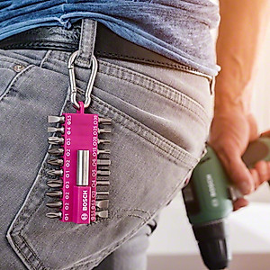 Bosch 21 Piece Screwdriver Bit Set Pink (with Magnetic Bit Holder, Carabiner, Accessory for Electric Screwdrivers)