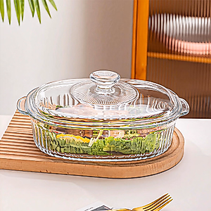 M MCIRCO 4-Piece Glass Casserole Baking Dish, Set of 2 Casseroles With Glass Lids, 1.9 Qt and 3 Qt