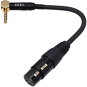 CESS-252 Right Angle 4.4mm to 4 Pin XLR Female Jack Headphone Adapter Cable