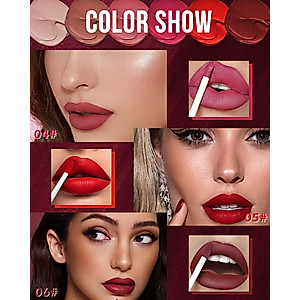 Matte Liquid Lipstick Set-3Pcs High Pigmented Lip Stain Tint,Matte Velvet Lip Gloss,Up to 16H Wear Lipgloss,Long Lasting Waterproof Non-Stick Cup Tinted Lip Blam Lipstain,Makeup Gift for Women-Set B