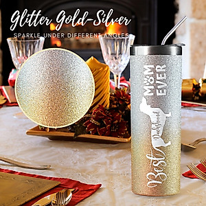 Onebttl Dachshund Gifts, Best Dachshund Mom Ever, Christmas Gifts for Wiener Dog Lovers, Women, Girls, Friends, Daughters, Coworkers, Stainless Steel Glittering Tumbler 20Oz