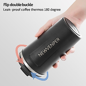 Newvenper Stainless Steel Vacuum Insulated Travel Coffee Mug, Led Temperature Display Insulated Tumbler, Leak Proof With Lid Keeps Cold And Warm, Suitable For Coffee, Tea And Beer (Black)