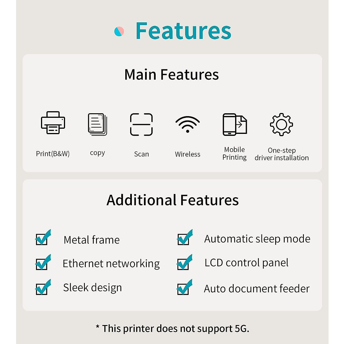 Pantum M6552NW All in One Laser Printer Scanner Copier with Auto Document Feeder, Wireless Multifunction Black and White Laser Printer, Black