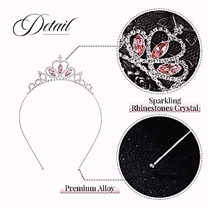 Brishow Rhinestone Girls Tiara and Crown Silver Crystal Princess Crowns Birthday Party Headband Tiaras (Pink)