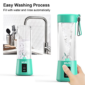 Mulli Portable Blender,15 Oz Mini Blender for Fruit Smoothies and Shakes,USB Rechargeable Mixer for Baby Food,Gym,Travel