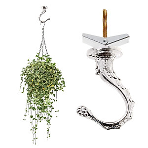 Penck Swag Hooks for Ceiling Hanging - Decorative Ceiling Hooks for Hanging Plants - Heavy Duty Hooks with Hardware for Ceiling Installation Cavity Wall Fixing, Silver, 2-Pack