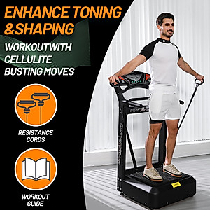 ps Vibrating Plate Exercise Machine, Whole Body Vibration Fitness Platform, Aerobic Training Fitness Vibration Equipment with Vibrating Pull Bands for Home Gym Workout、Family weight loss and body shap