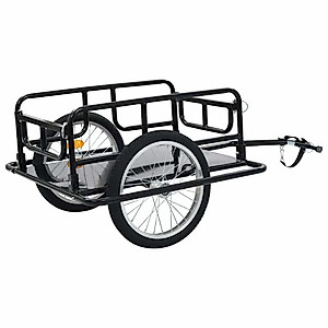 RICA-J Bike Cargo Trailer, Foldable Bicycle Cart Wagon Trailer w/ Hitch, 110 lbs Max Load - Black, Black 01