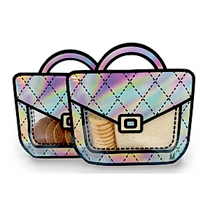 Bulk Gift Bags for Kids Birthday Party Supplies - Goodie Bag for Candy, Food, Snacks or Favors with Resealable Ziplock Seal (Holo L 20)