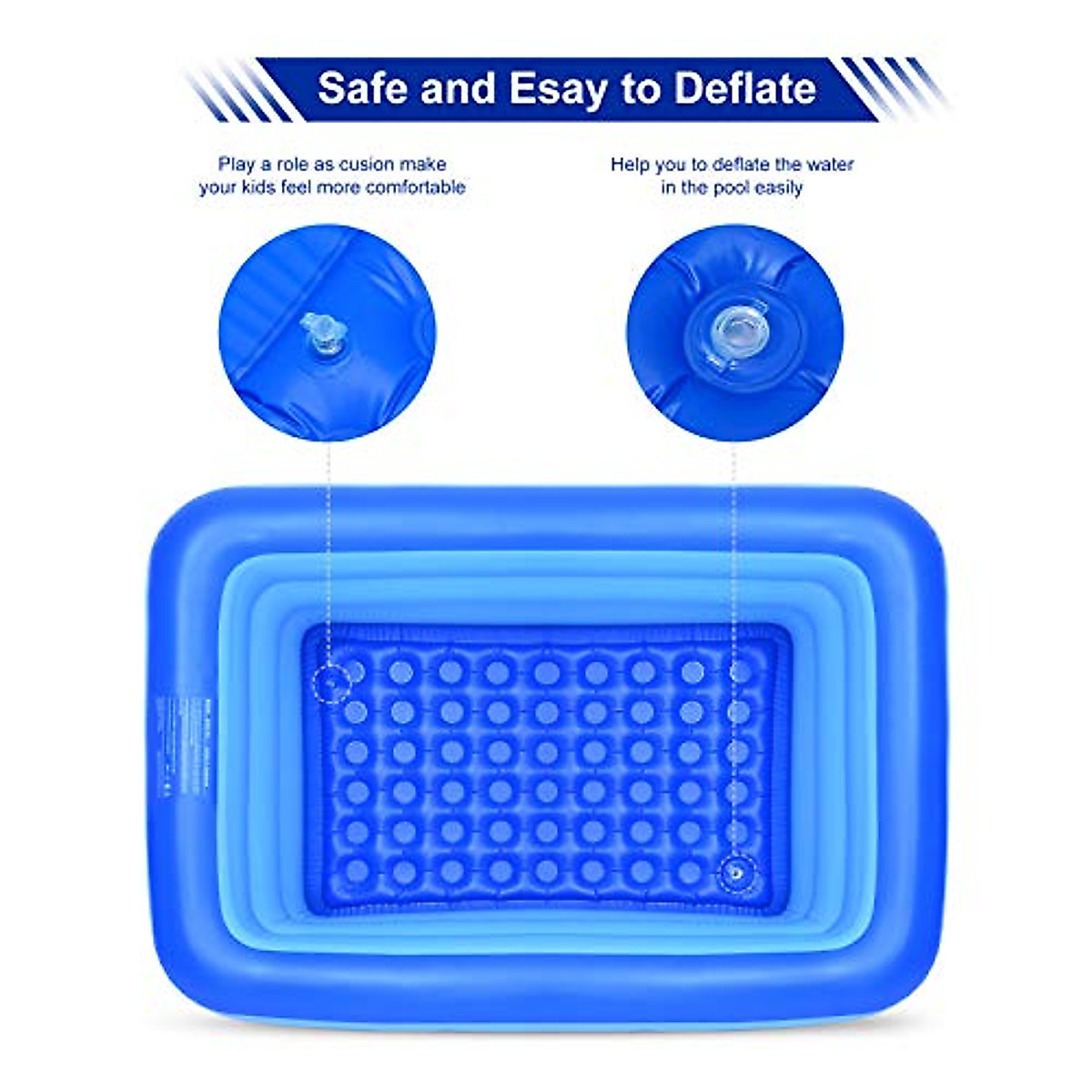 Inflatable Pool, 98.4" X 66.9"X 21.7" Swimming Pool for Toddlers, Adult, Kids, Infant, Full-Sized Inflatable Blow Up Kiddie Pool for Summer Swim Center, Outdoor, Garden, Backyard,