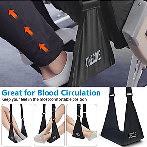 ONECOLE Airplane Footrest - Travel Foot Hommock with Memory Foam, Portable Adjustable Plane Leg Rest, No Clashing Footrest Provides Relaxation and Comfort for Long Flight (Black)