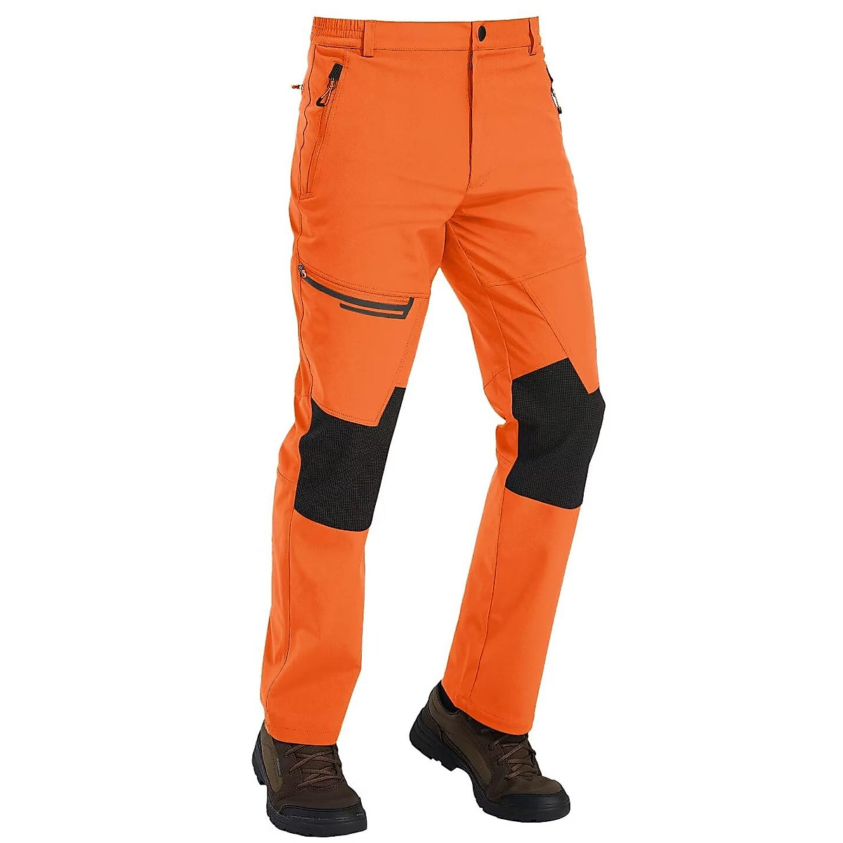 TACVASEN Men's Outdoor Hiking Pants Winter Snow Ski Pants with Zipper Pockets Tactical Softshell Pants Warm Outdoor Pants for Men