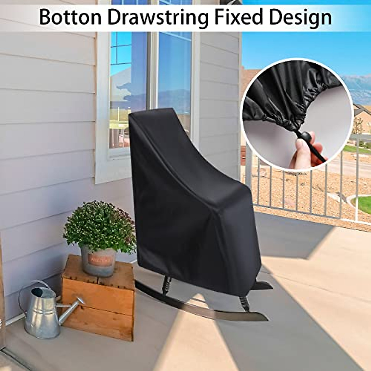 Tegeme 4 Pieces Outdoor Patio Chair Covers, Waterproof Stackable High Back Seat Covers, Outside Garden Lawn Cover for Anti-UV, Snow Dust, Windproof, Black (47 x 25 x 25 x 27.5 Inch)
