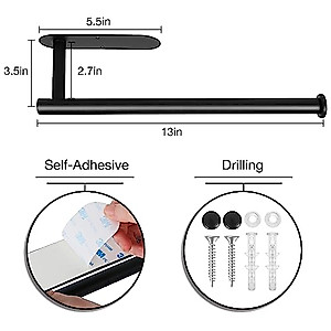 Paper Towel Holder Under Cabinet Hanging Self Adhesive Paper Towel Holder Black Wall Mount Paper Towel Holders Stick on Paper Towel Rack/Roll Holder Kitchen Hardware/Storage Paper Towels Bulk Hanger