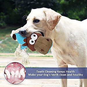 IOKHEIRA Dog Plush Toy for Large Aggressive Chewers,Indestructible Dog Squeaky Toys,Stuffed Animals Toys with Cotton Material and Crinkle Paper,Durable Chewing Toys (Azure, Cattle)