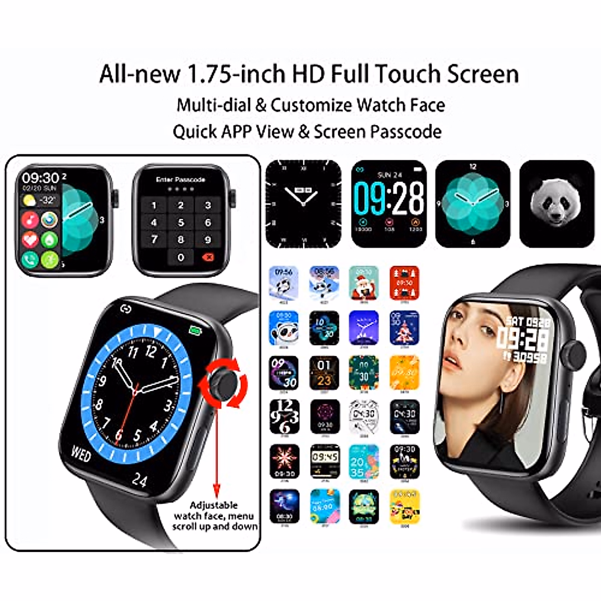 Smart Watch Answer Make Phone Calls /Voice Control for Android Phones Compatible iPhone Samsung IP67 Waterproof Fitness Watch with Blood Pressure SpO2 Heart Rate 28 Sports Fit for Women Men (Gold)