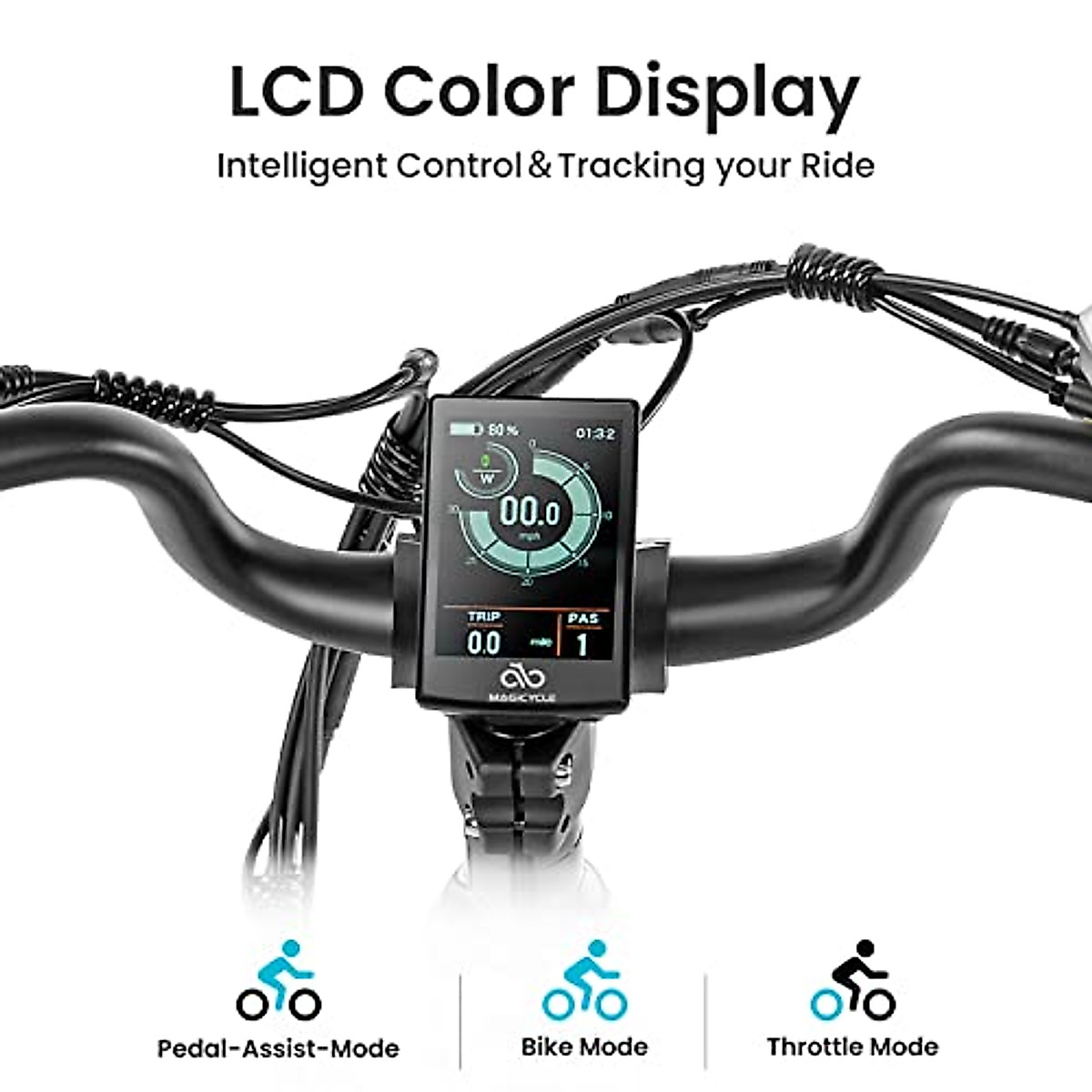 MAGICYCLE 750W Electric Bike for Adults 7 Speeds E Bike 26'' Fat Tire Electric Bike 52V 20AH 28 Mph Step-Thru Electric Mountain Bike Up to 80 Miles - Pearl White