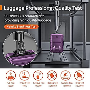 SHOWKOO Luggage Sets Expandable PC+ABS Durable Suitcase Sets Double Wheels TSA Lock 4 Piece Luggage Set Purple
