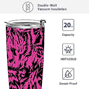 Black and Pink Print Stainless Steel cup for men with Straw Lid travel mug with lid for café safe insulated tumbler 20 OZ