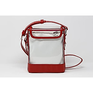 Clear Small Satchel Red Holographic Leather Trim with Removable Interchangeable Liner