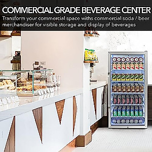 Whynter CBM-815WS Freestanding 8.1 cu. ft. Stainless Steel Merchandiser Superlit Door and Lock – White Commercial Beverage Refrigerator, Silver