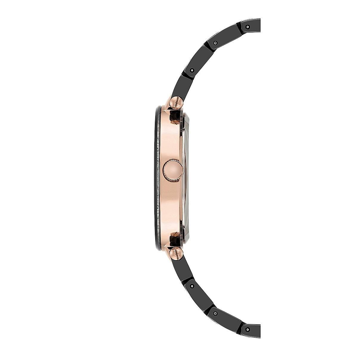 Anne Klein Women's AK/1018RGBK Diamond Dial Rose Gold-Tone Black Ceramic Bracelet Watch