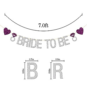Bride to Be Banner with Diamond Ring, Silver Glitter Engagement Party, Wedding Party Supplies Decoration Silver