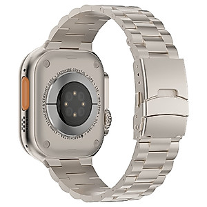 Wolait Ultra 2 Watch Band Compatible Apple Watch Ultra Band 49mm & Series 10 46mm,Genuine Titanium iWatch Bands with Button Clasp for Men,Natural Titanium