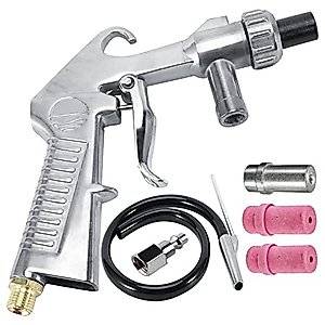 Jewboer Sandblaster Sand Blaster Gun Kit for Abrasive Media Blaster Sandblasting Cabinet with Hose Nozzles Tip