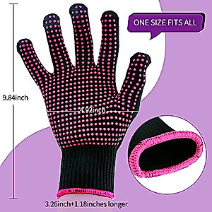 Heat Gloves for Hair Styling 2Pcs Heat Resistant Gloves Silicone Heat Mat Styling Tools & Appliances 6pcs Hair Clips and Styling Comb Curling Iron Glove Heat Resistan for Hair Curling Wand