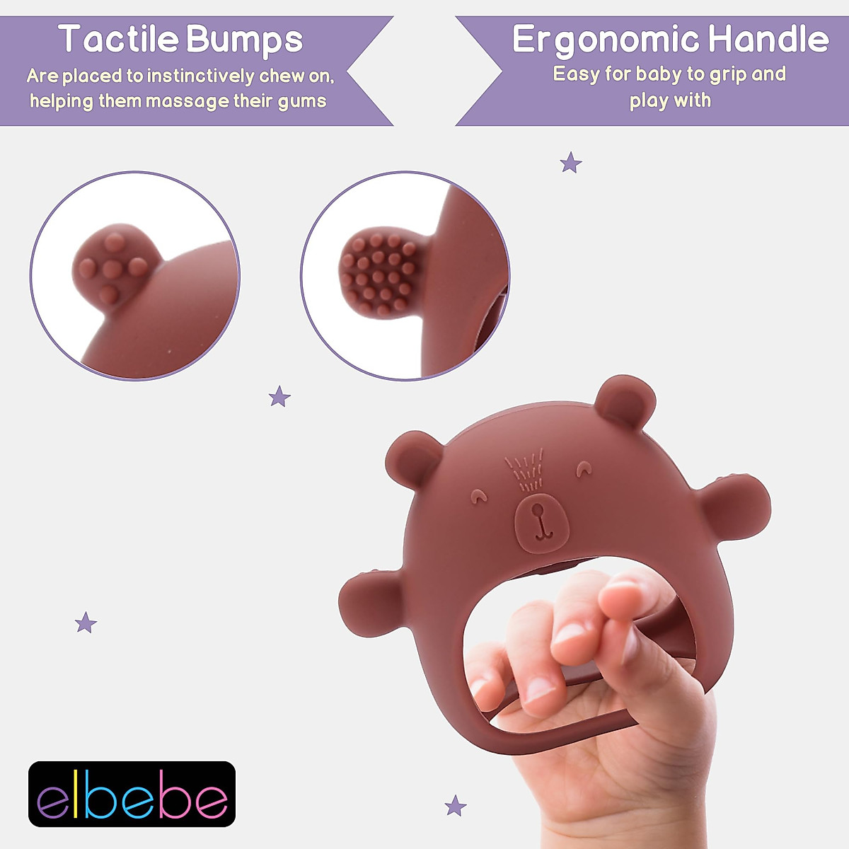 Bear Mitten Never Drop Silicone Baby Teething Toys | (Brick Red) Teether Mitten | Baby Teethers 0-6 Months, Teether Mitten, Teething Hand Mitten, Teething Mitten, Baby Teethers 6 to 12 Months