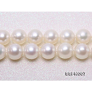 JYX Pearl Necklace 12-14mm White South Sea Pearl Necklace AAAA Round Women Sea Water Pearl Necklace 18"