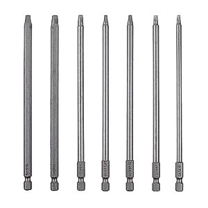 Rocaris 7 pcs 1/4 Inch Hex Shank Long Magnetic Square Head Screwdriver Bits Set Power Tools SQ1, SQ2, SQ2.5, SQ2.7, SQ3, SQ4, SQ5 For Poket Hole Jig- 6 inch Length