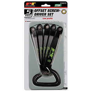 Performance Tool W30978 Low Profile Star Bit Set with Carabiner Clip - 5 Piece Set Including T20, T25, T27, T30, T40 for Hard to Reach Fasteners