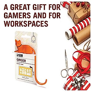 Monkey Business Ginger The Cat Tail Hook for Computer Screen, Desk Headphone Hanger, fits Any Tight Spaces, Hang Keys, Accessories in Easy Reach