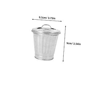 jojofuny Mini Iron Trash Can, Galvanized, As Shown